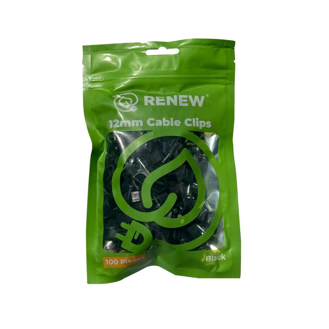Renew 12mm Cable Clips - Black (Bag of 100 Pieces)